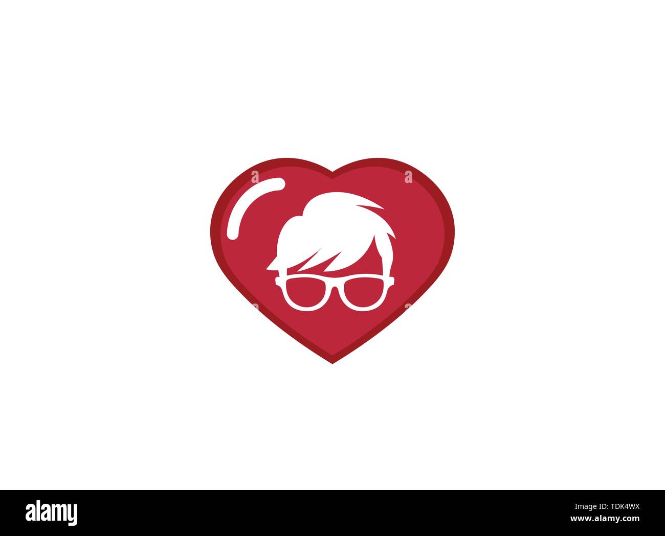 Geek Head with hairstyle wearing glasses for logo design illustration ...