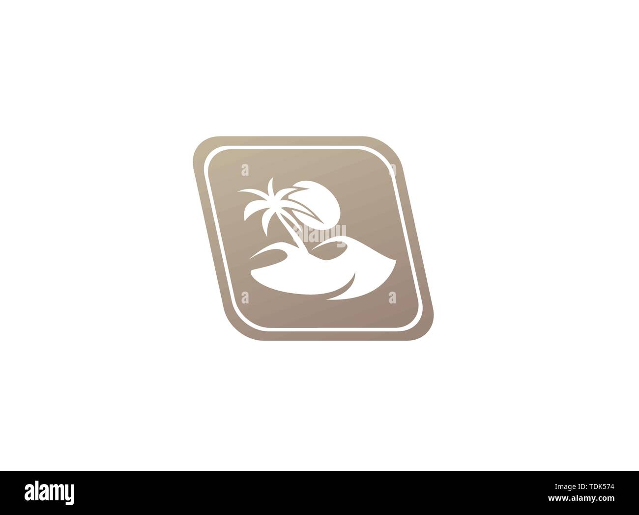 desert logo palm and sand and sun design illustration in the shape ...
