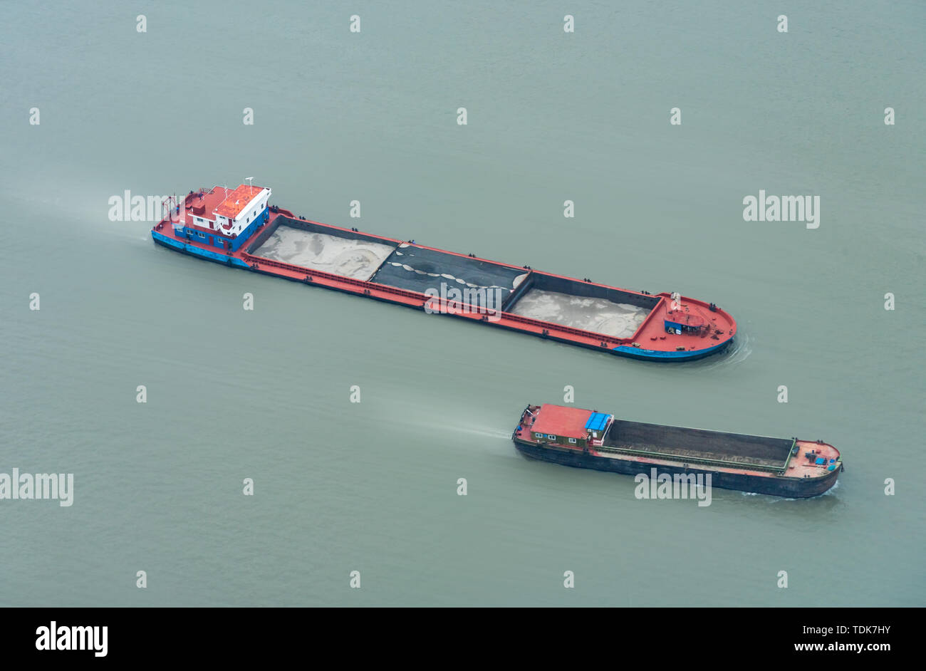 Empty freighter sailing on the Huangpu River Stock Photo - Alamy