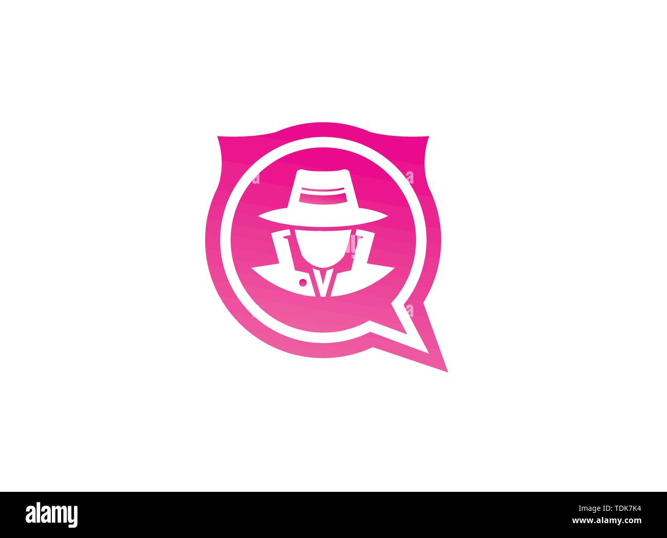 detective spy with hat in a chat icon for logo design illustration ...
