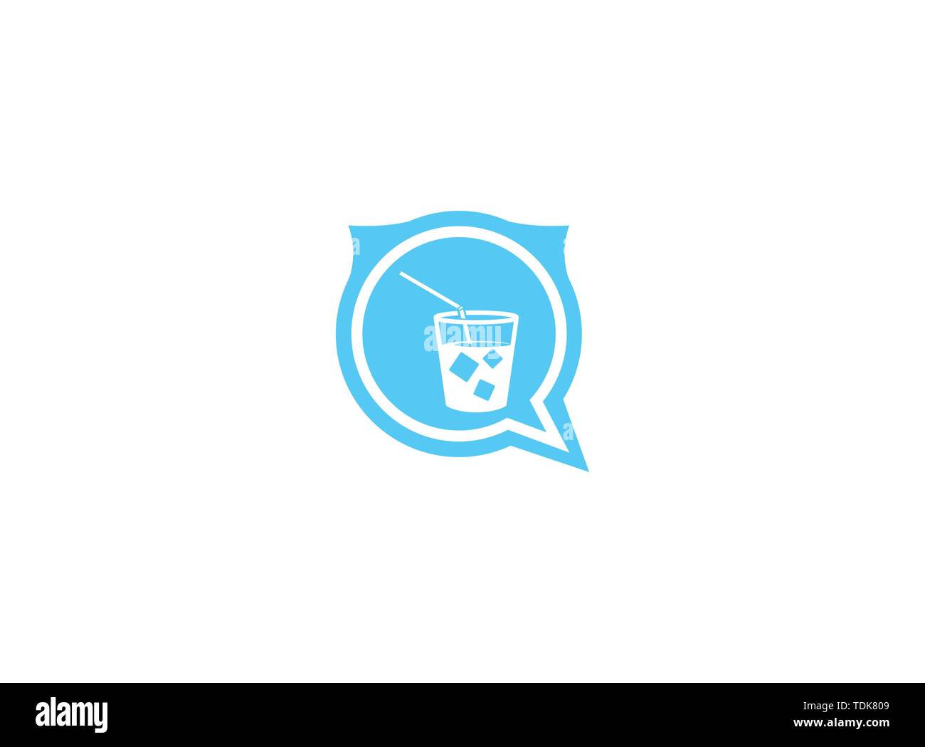 cup of juice with square ice cubes and straw logo design illustration ...