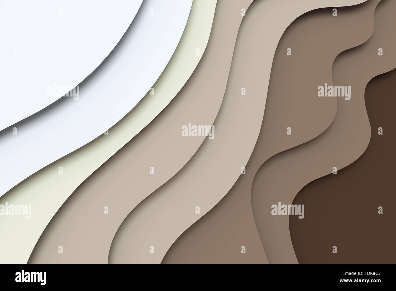 Three-dimensional rendering, curved cardboard light color background ...