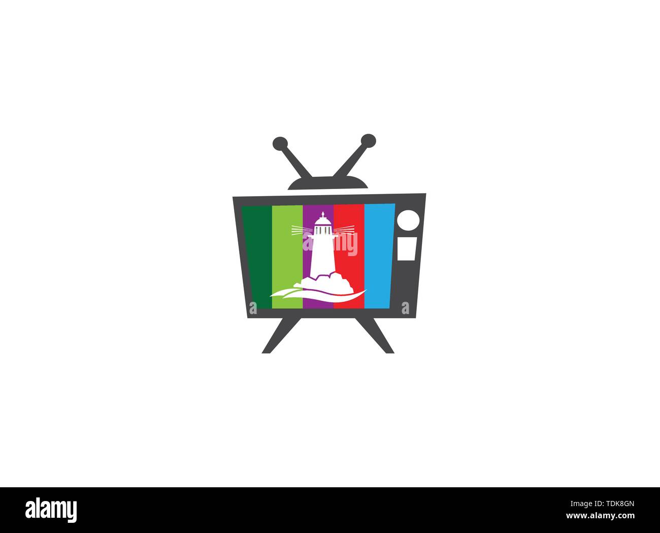 Lighthouse on the island of the middle of the sea for logo design ...