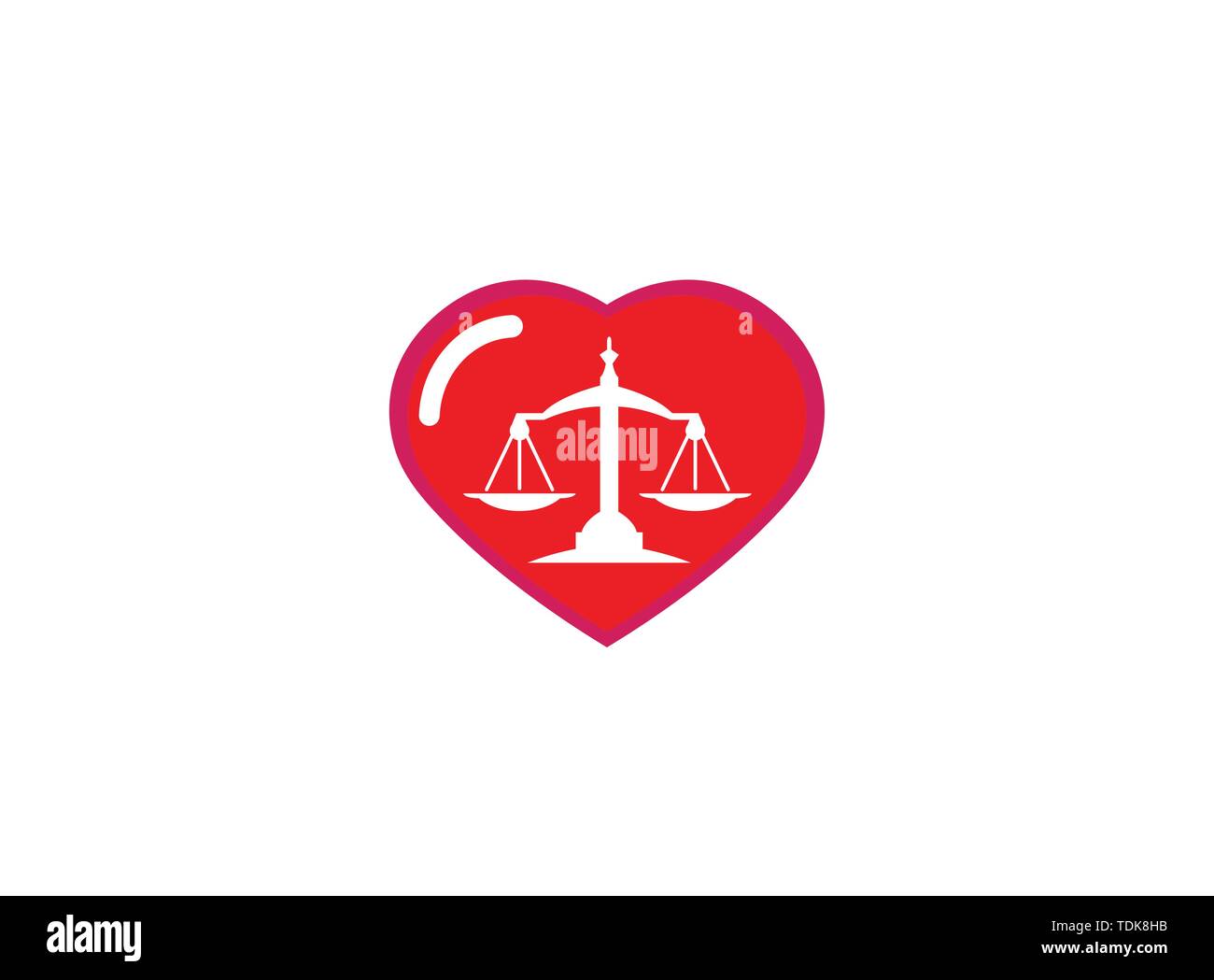 Balance symbol scales logo design illustration, law symbol in a heart ... Balance symbol scales logo design illustration, law symbol in a heart ...