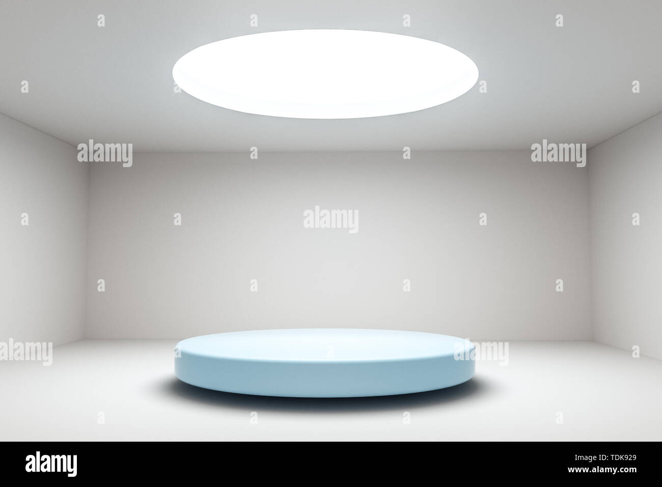 Three-dimensional rendering, circular booth indoors, product display ...