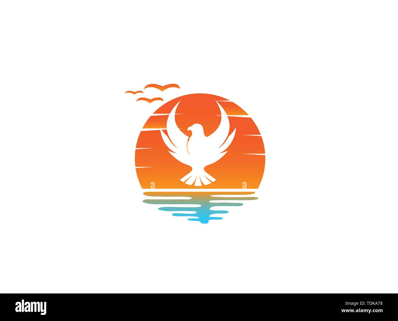 Falcon or eagle open wings flying logo design illustration, hawk in a ...