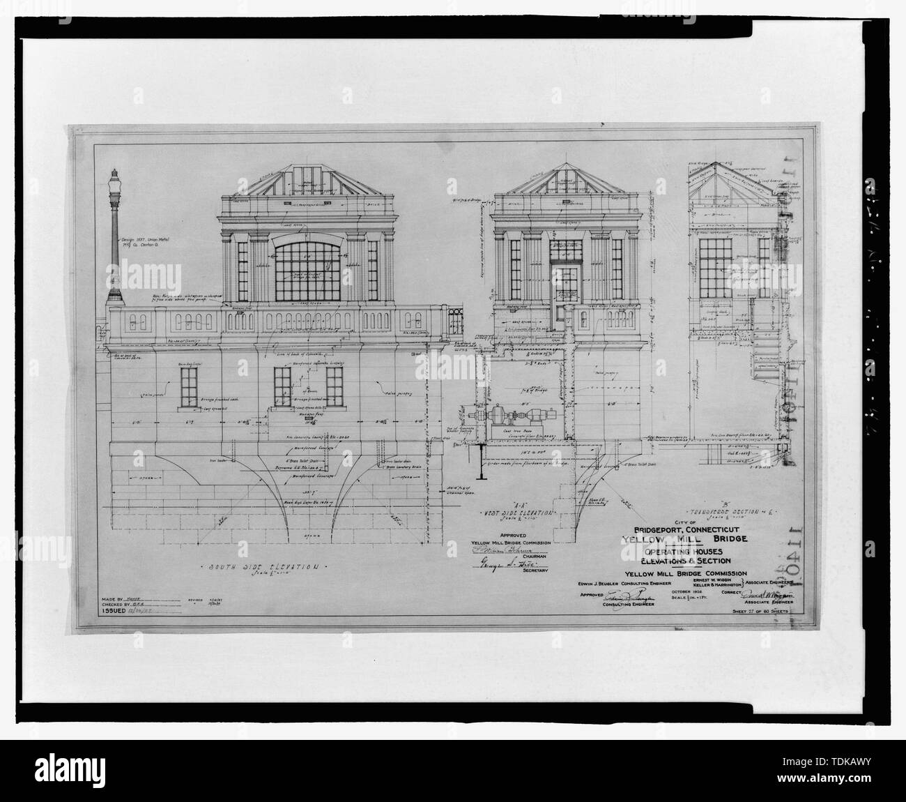 Operating Houses Elevations and Section, Sheet 27 - Yellow Mill Bridge ...
