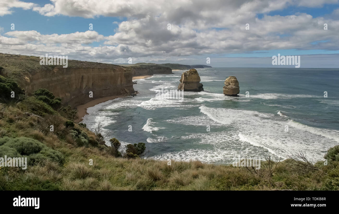 the sea stacks known as gog and magog on the great ocean road in ...