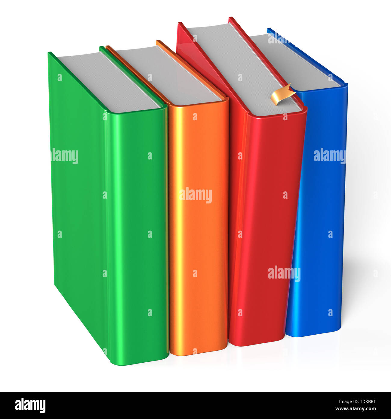 Books row four 4 covers blank selecting red colorful standing textbook ...
