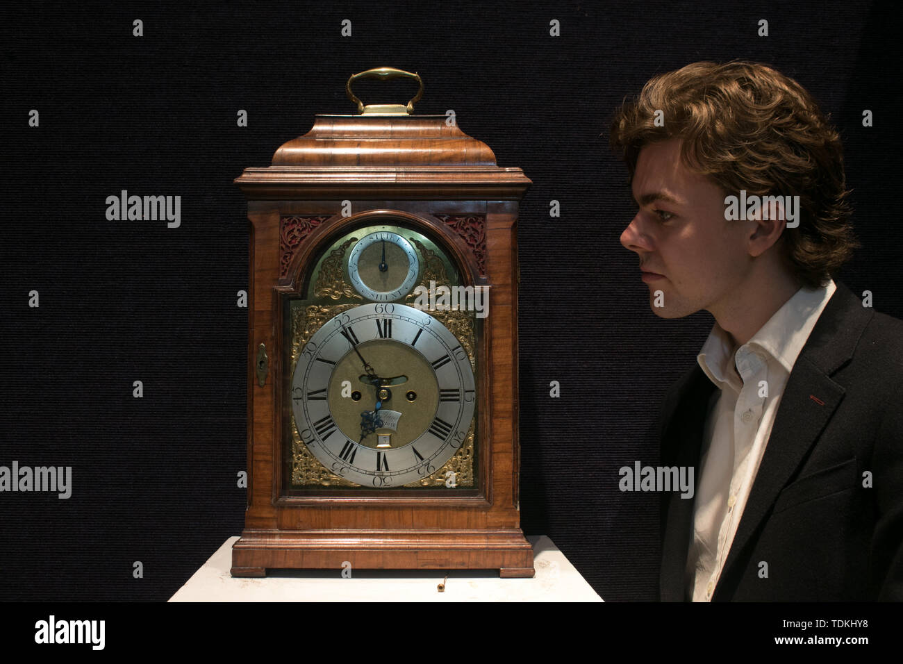 Bonhams London, 17th June 2019. An early 18th century walnut table ...