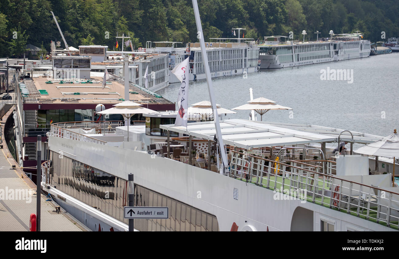 Nuremberg, Germany. 17th June, 2019. Passenger ships are jammed on the ...