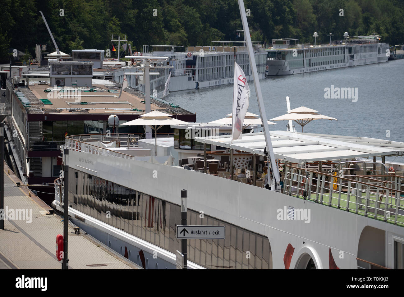 Nuremberg, Germany. 17th June, 2019. Passenger ships are jammed on the ...