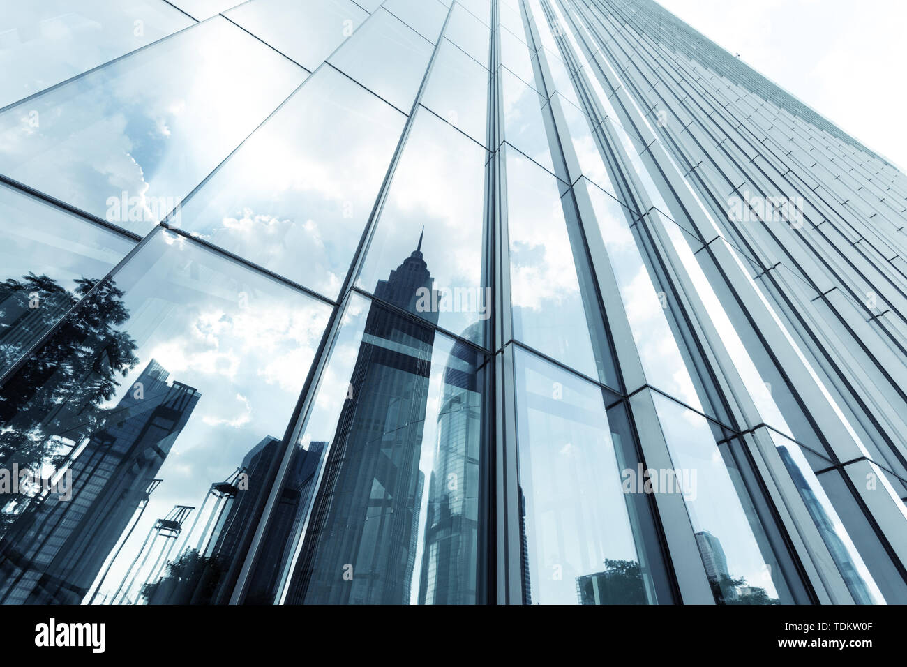 landmarks reflection on glass walls of skyscrapers Stock Photo - Alamy