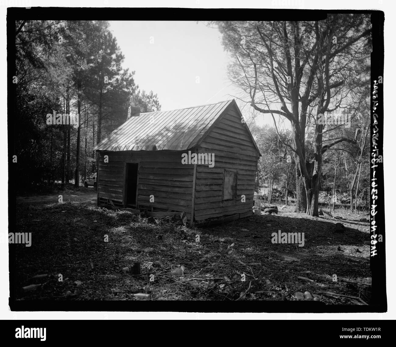 Oblique of north elevation and front of Free Cabin, facing southwest ...