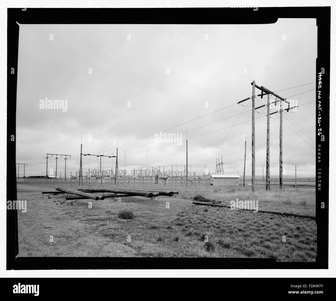 High voltage electrical substation view Black and White Stock Photos ...