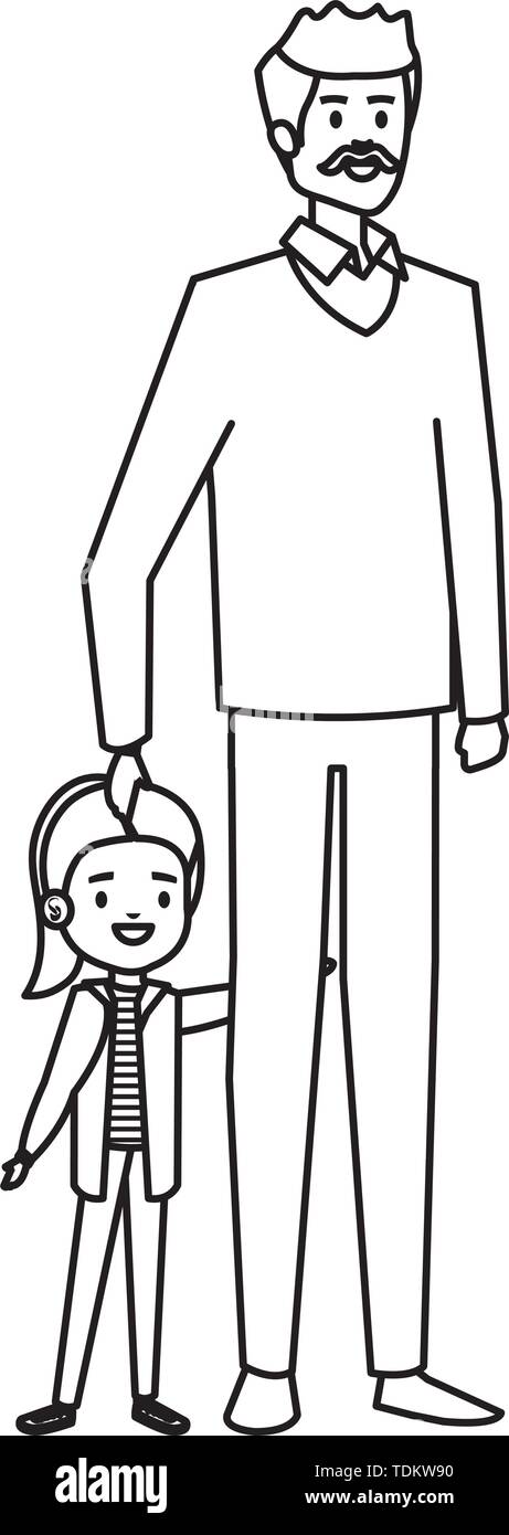 adult father with mustache and daughter Stock Vector Image & Art - Alamy