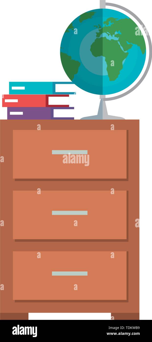 world planet map and books in drawer Stock Vector Image & Art - Alamy