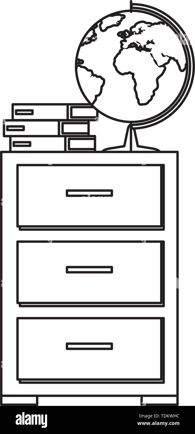 world planet map and books in drawer Stock Vector Image & Art - Alamy