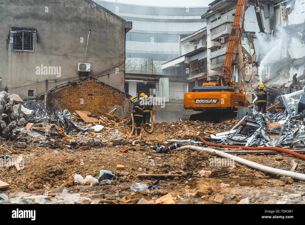 City building demolition site Stock Photo - Alamy