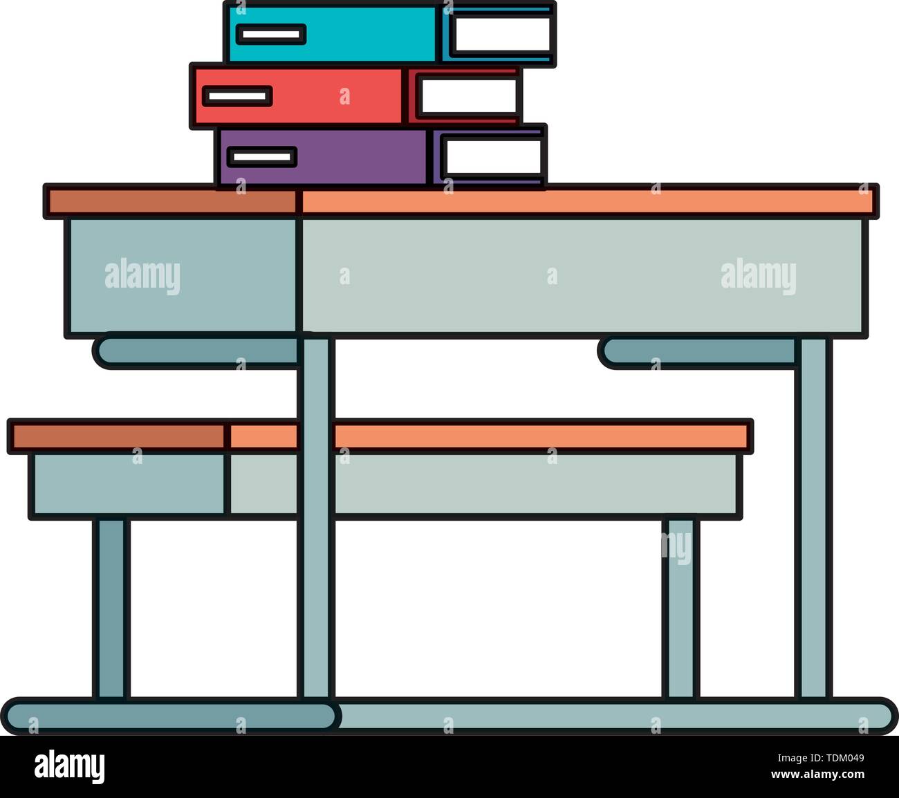 pile text books in school desk Stock Vector Image & Art - Alamy