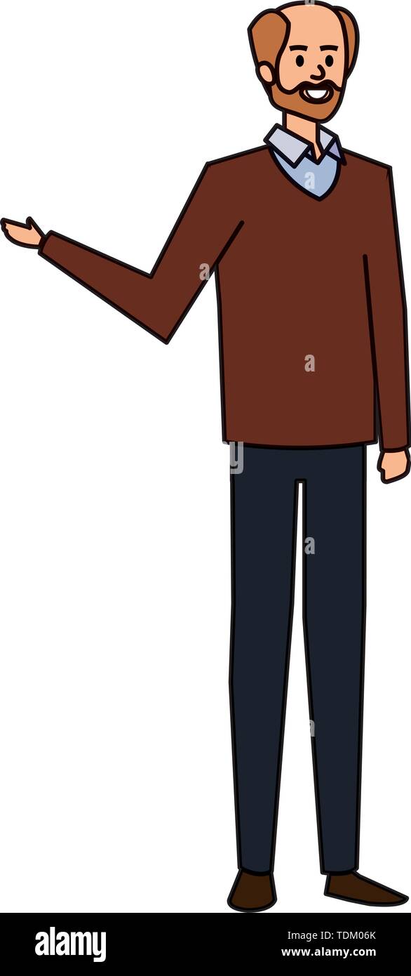 adult father bald with beard character Stock Vector Image & Art - Alamy