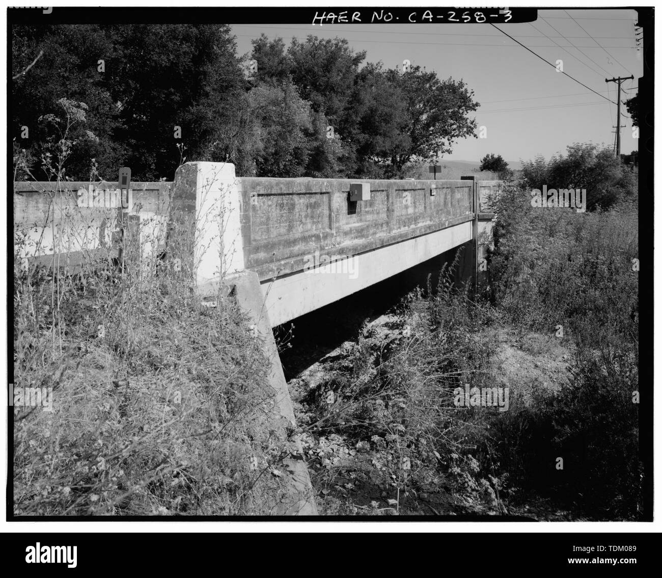 Oblique view of west side of Zaca Creek Bridge -1, facing southwest ...