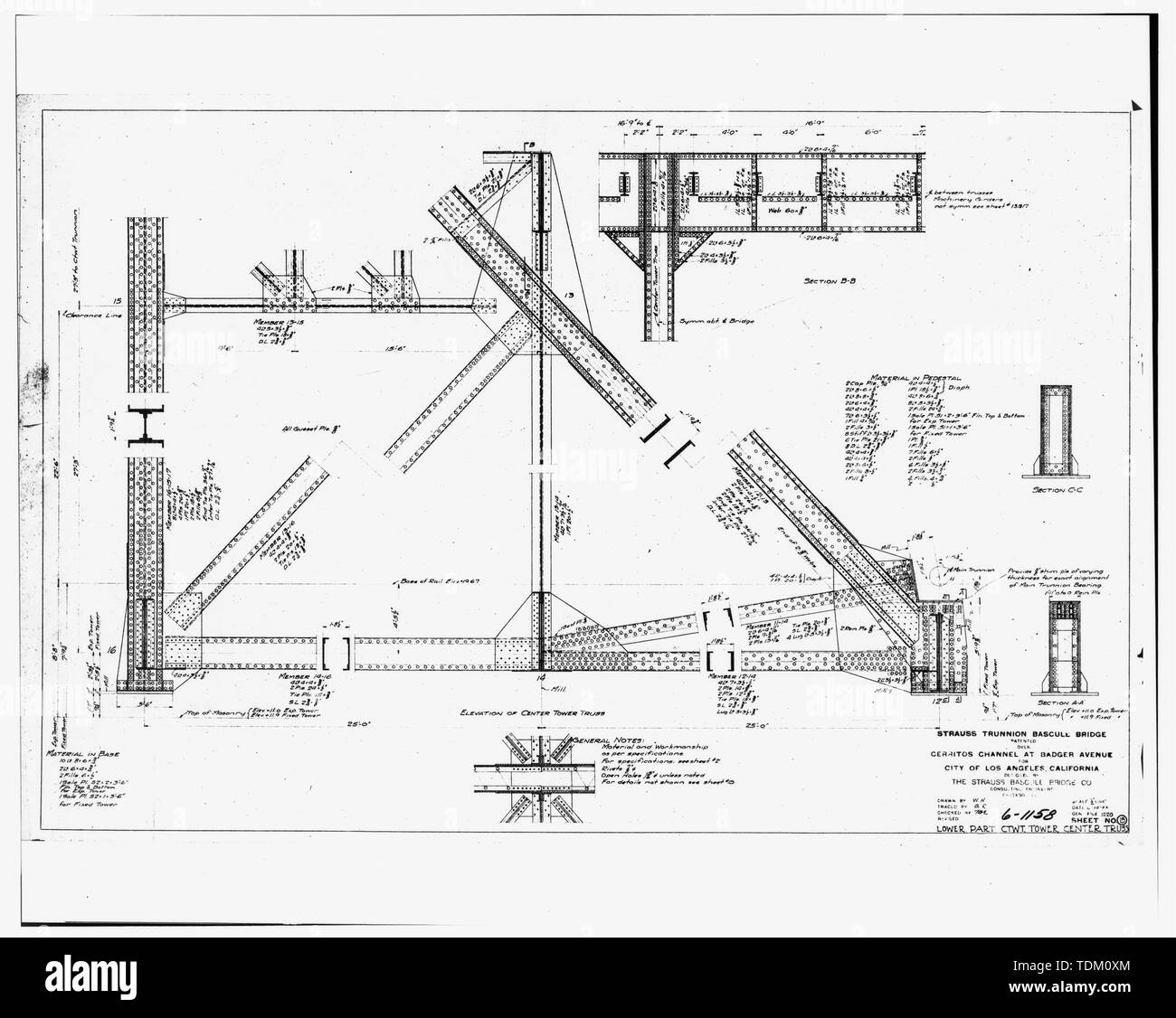 Original engineering drawings sheet 15- Lower Part Ctwt. Tower-Center ...