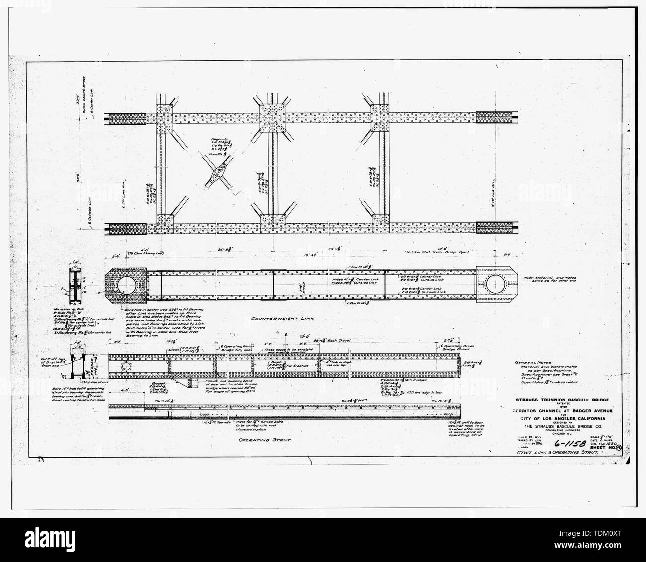 Original engineering drawings sheet 19- Ctwt. Link and Operating Strut ...