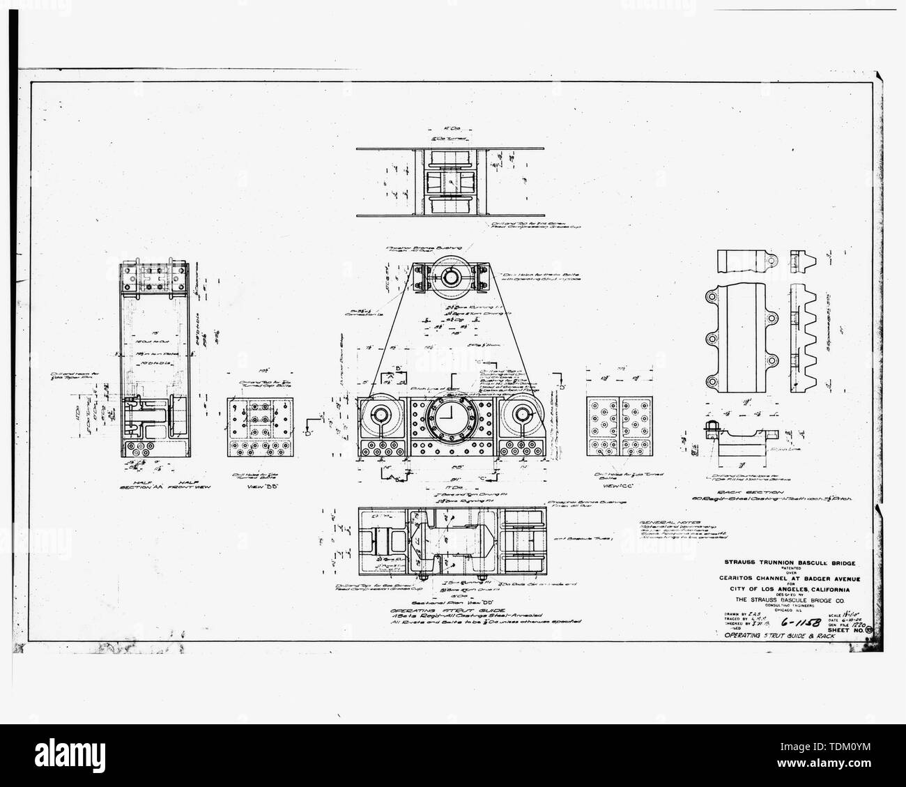 Original engineering drawings sheet 33- Operating Strut Guide and Rack ...