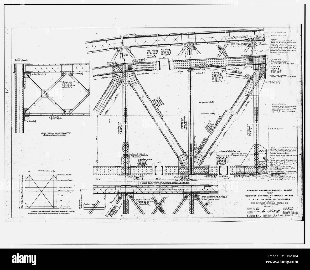 Original engineering drawings sheet 5- Front End Moving Leaf-OS Truss ...