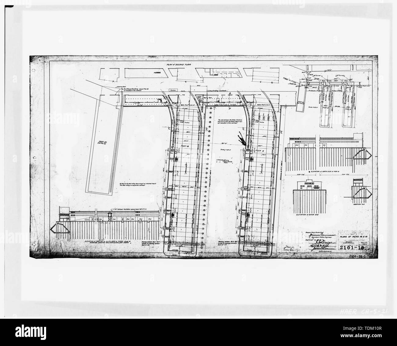 Original plans; plan of Piers 16, 18, and 20 showing bulkhead ...
