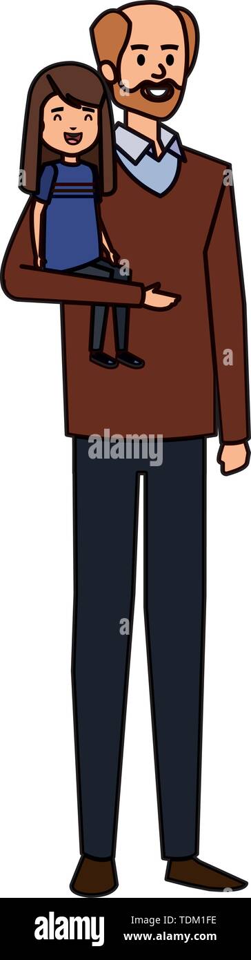 adult father bald with beard and daughter Stock Vector Image & Art - Alamy