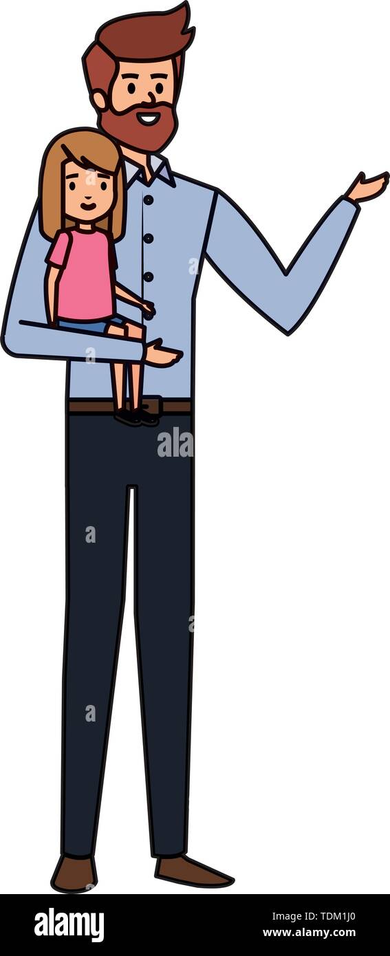 adult father with beard and daughter Stock Vector Image & Art - Alamy