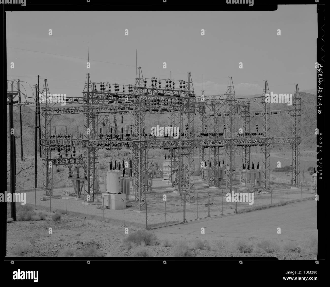 Overview of 69-KV switchyard. View west. - Davis Dam, Switchyards ...
