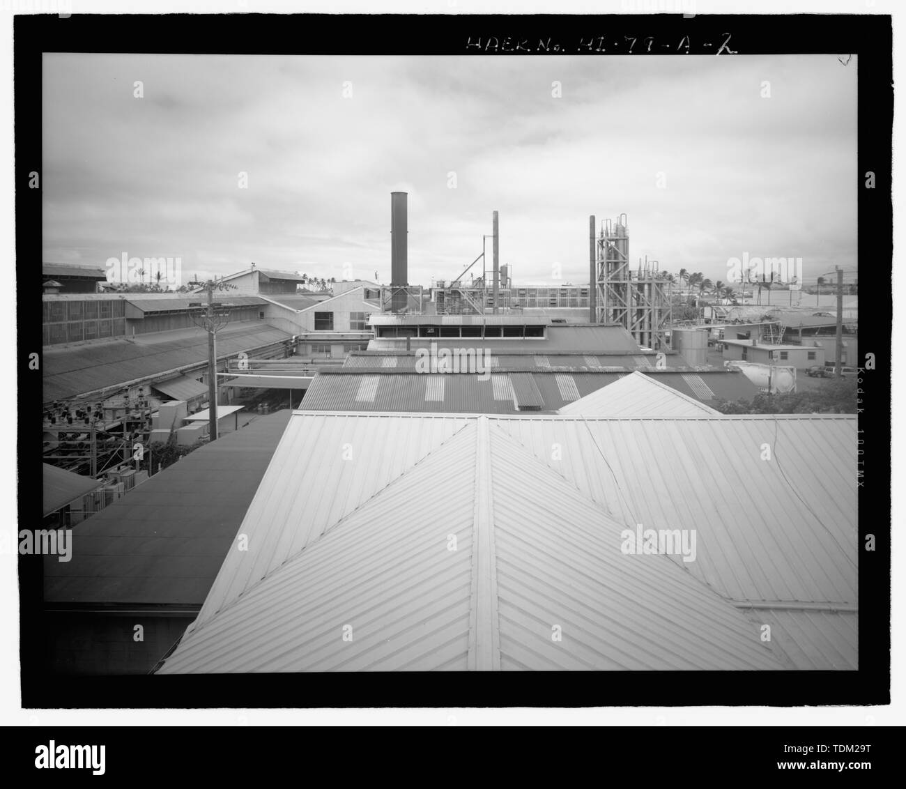 Overview of Cannery Building showing the stacks of the Dryer House ...