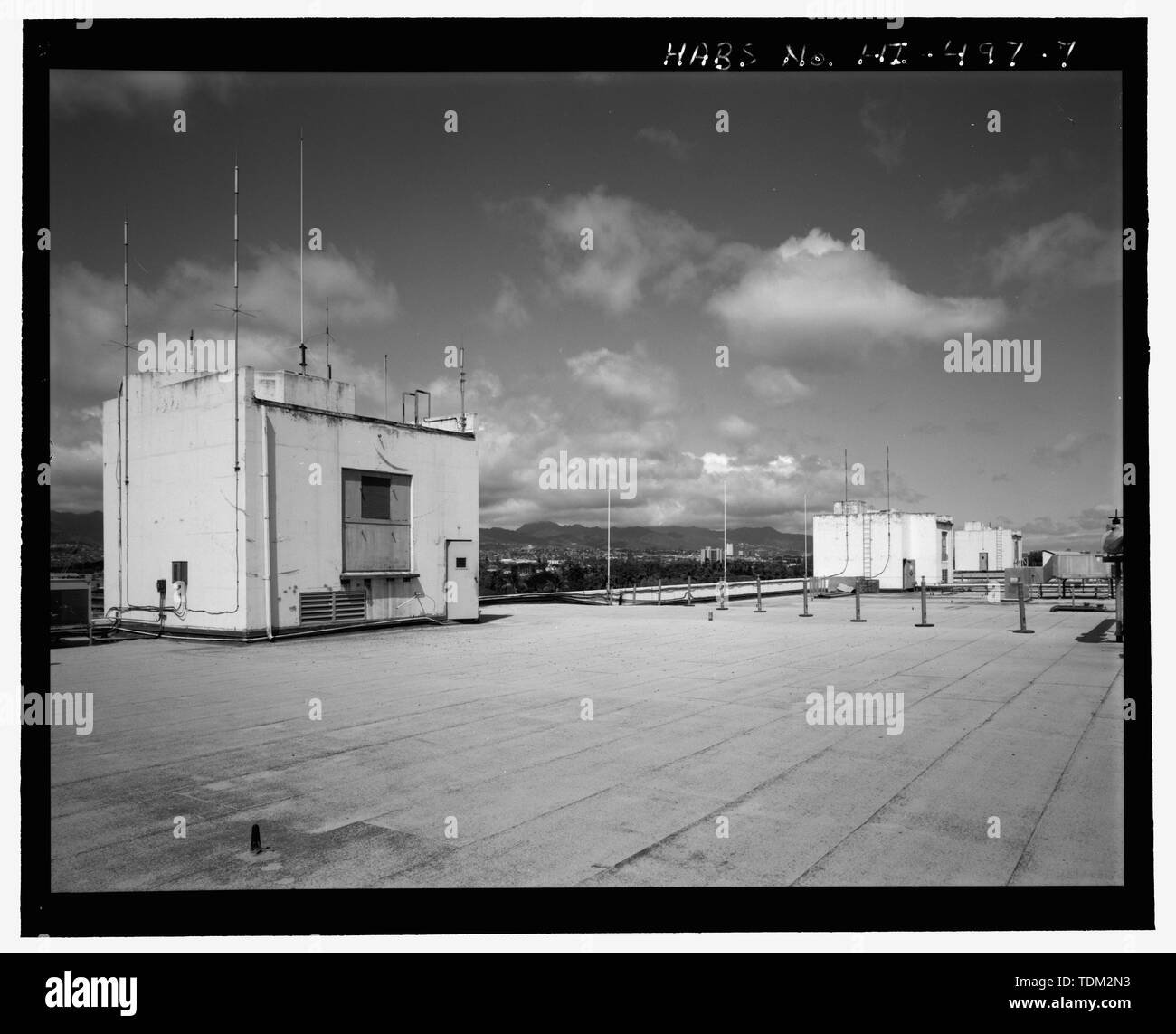 Overview of north side elevator towers with gun emplacements. View ...