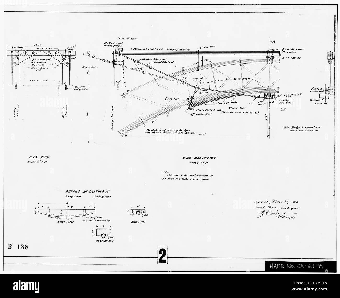 PAGE TWO OF PLANS FOR AUXILIARY SUPPORTS FOR THE ORIGINAL ARCHED ...
