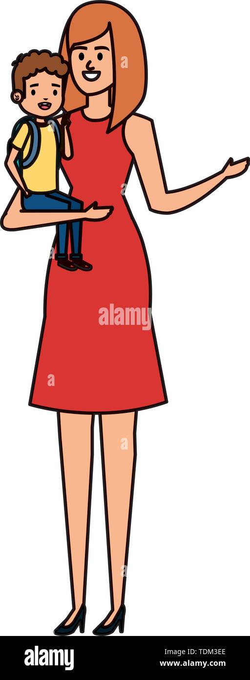beautiful mother with little son characters Stock Vector Image & Art ...