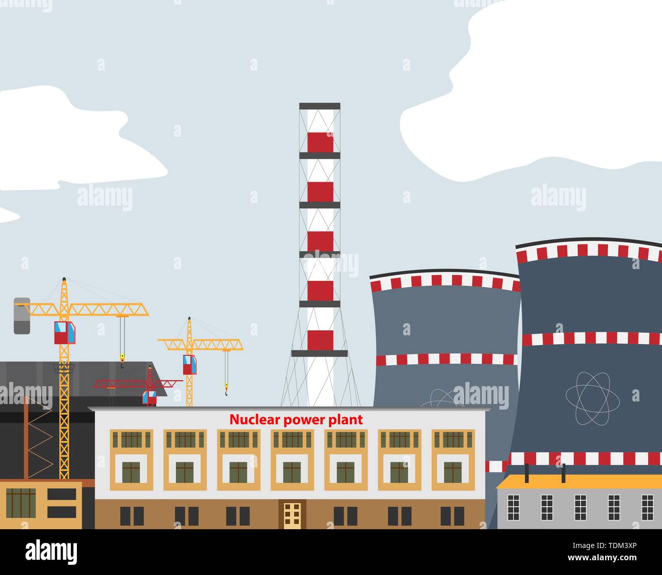Banner with Nuclear Power Plant , Thermal Station. Nuclear Reactor ...