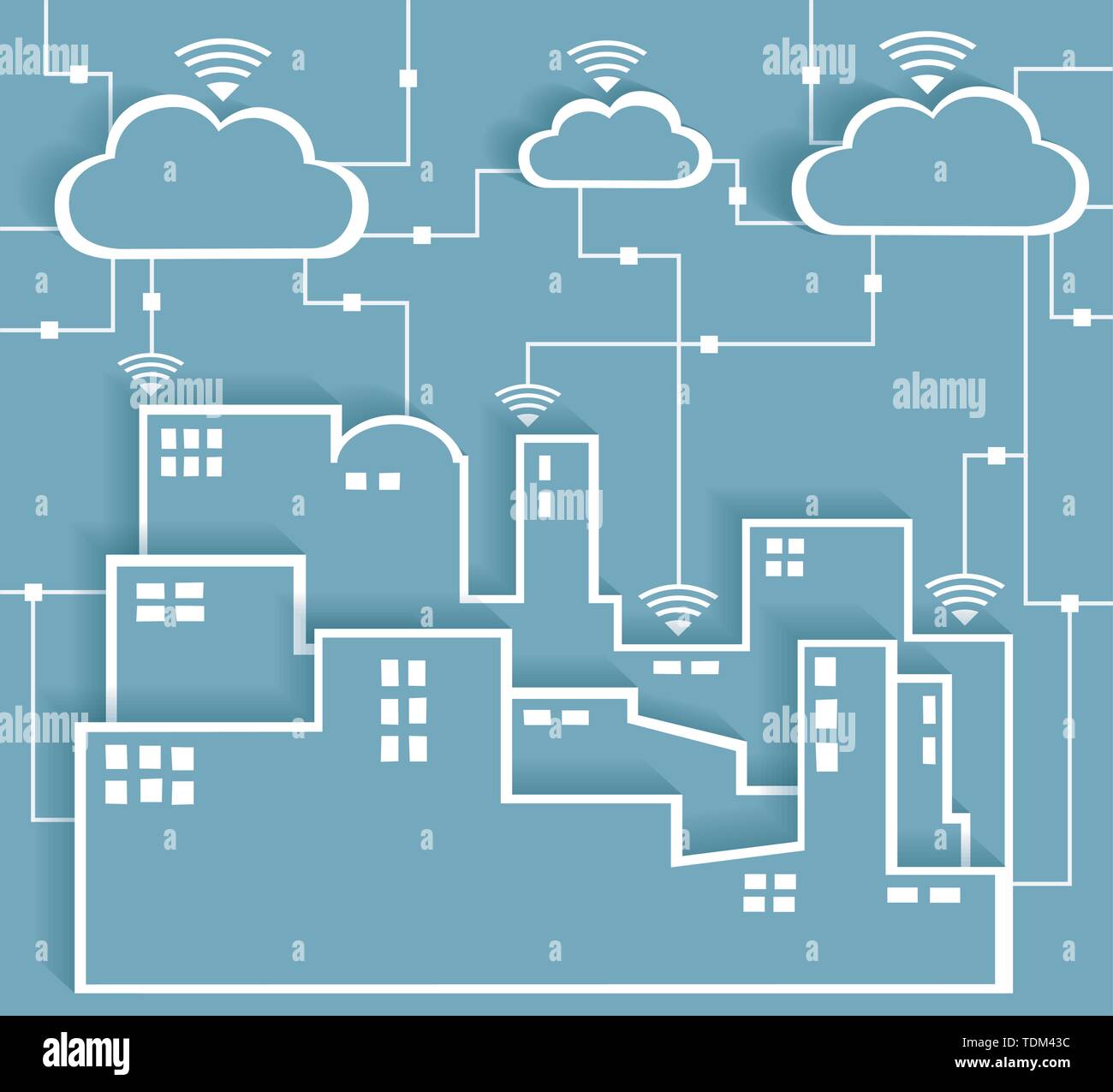 Cloud Computing Connectivity Paper Cutout Stickers City Network Wifi ...