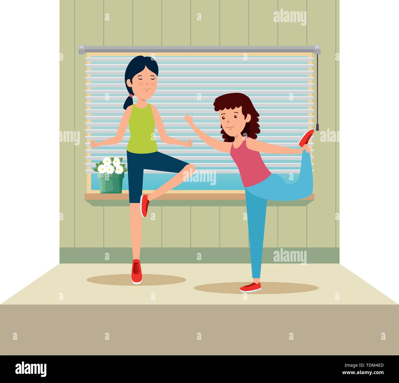 Fitness young girls gym posing Stock Vector Images - Alamy