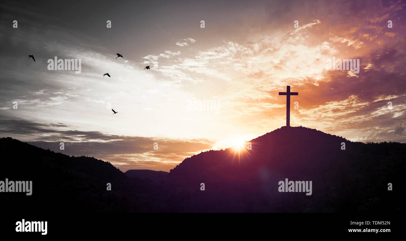 Cross on the hill Stock Photo - Alamy