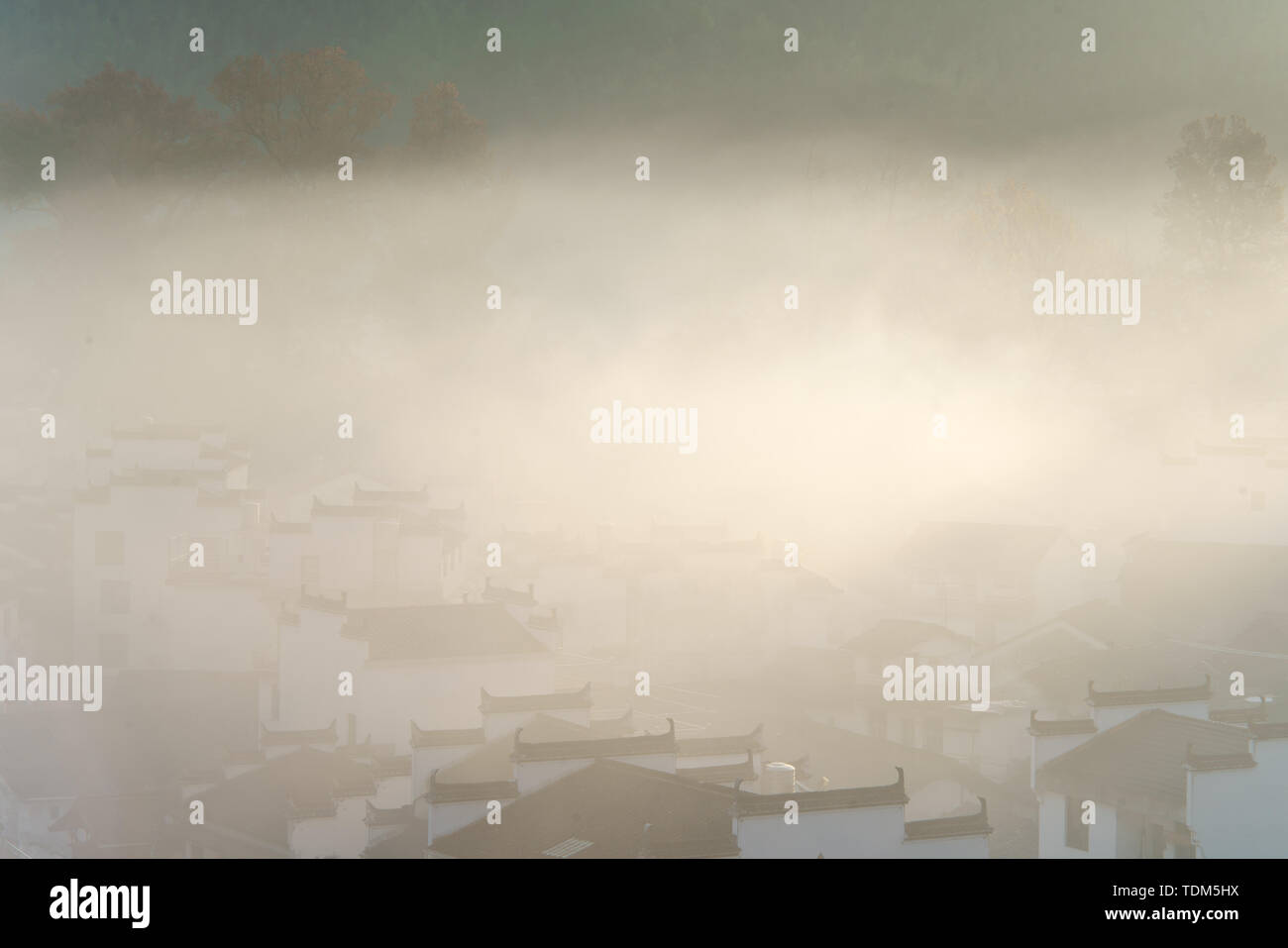 Horse head wall Hui building Wuyuan autumn stone city Stock Photo - Alamy