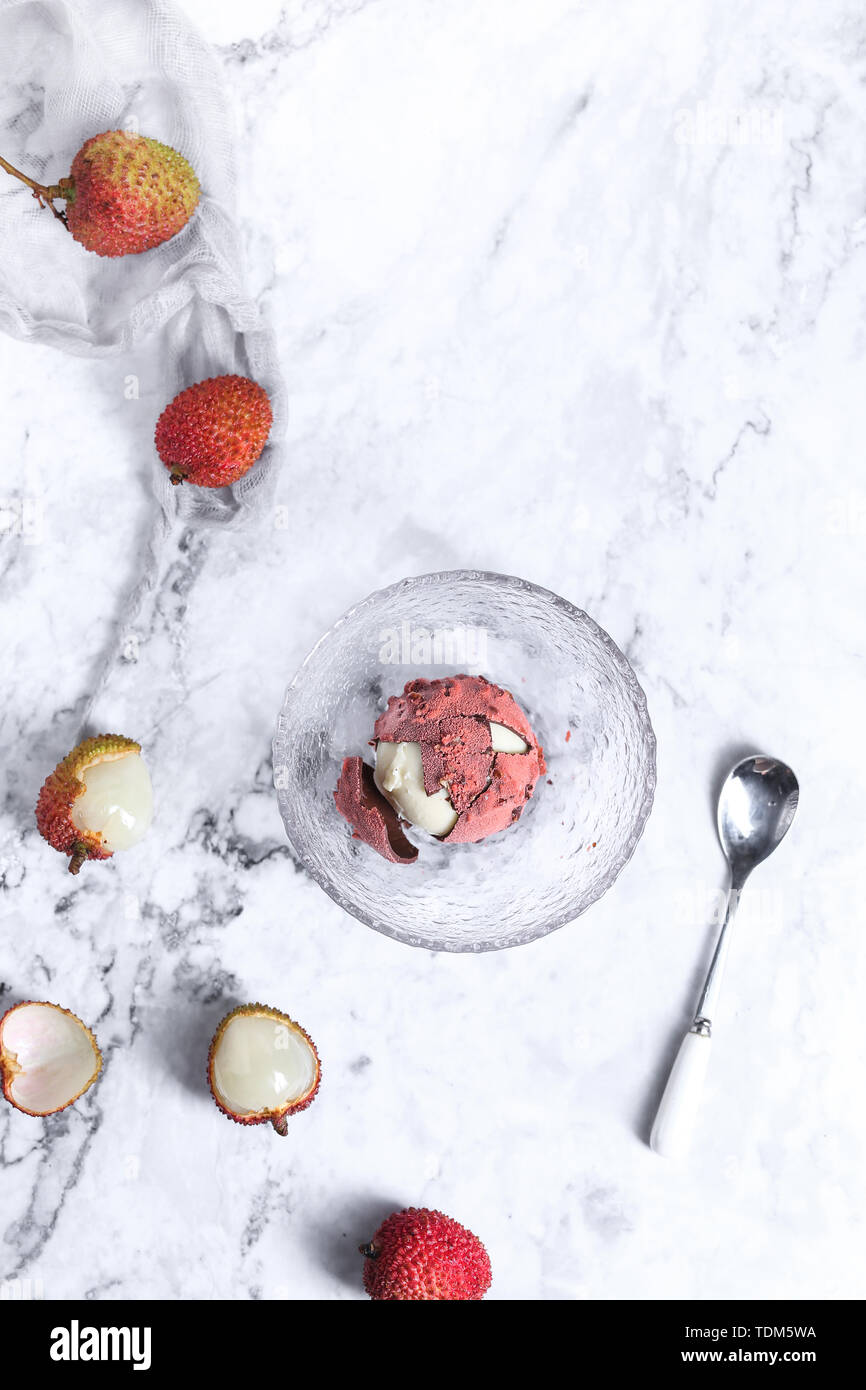 Litchi ice cream Stock Photo - Alamy