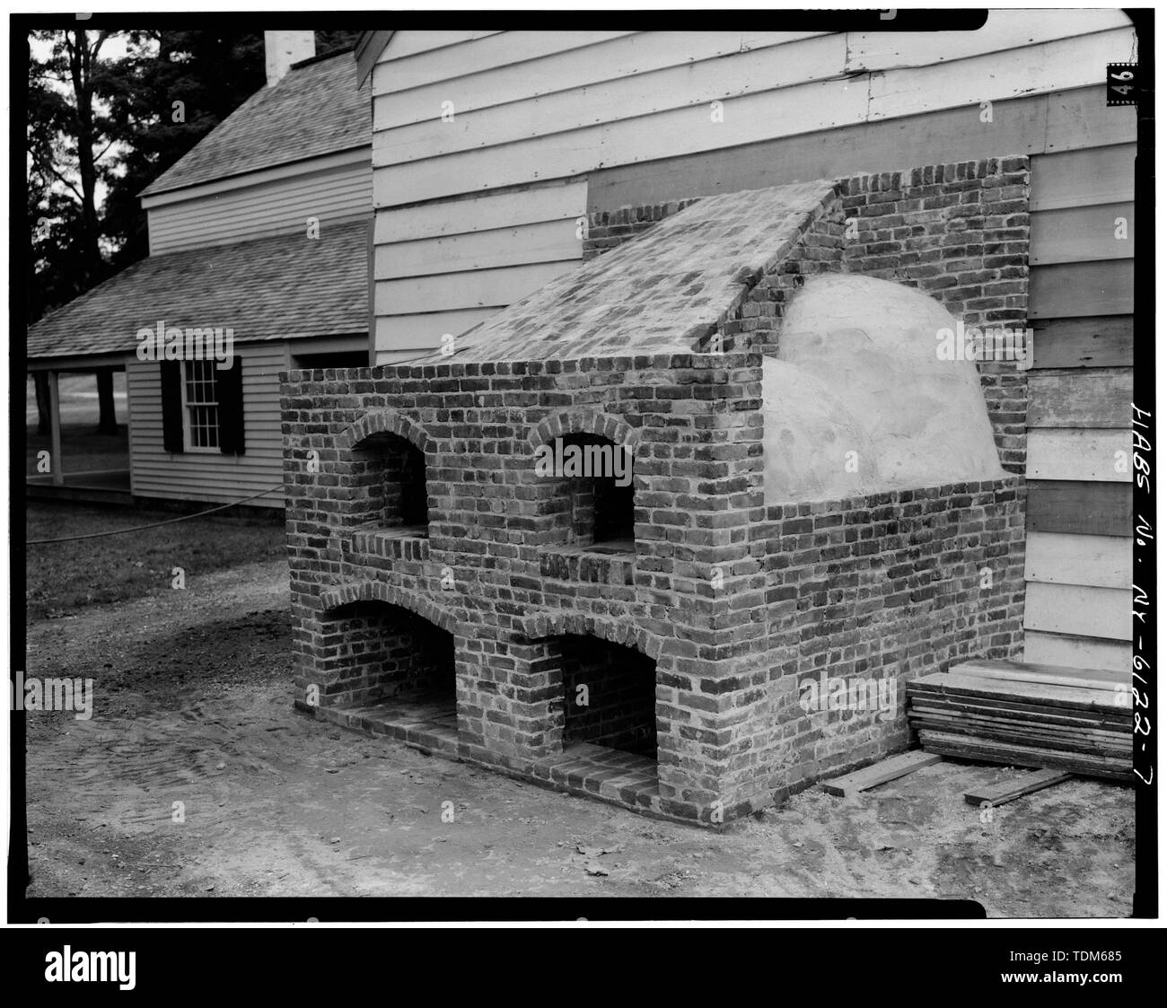 PERSPECTIVE VIEW OF BAKE OVEN WITH REAR ELEVATION OF MAIN BLOCK IN ...