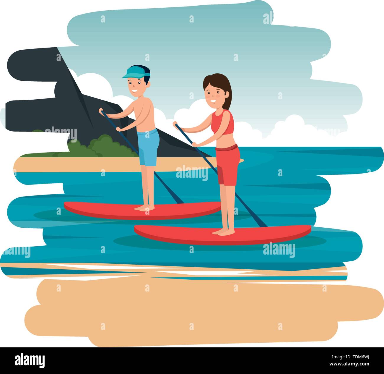 Surf lifestyle couple Stock Vector Images - Alamy