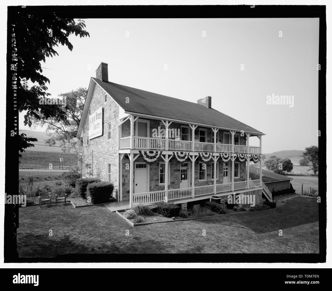 PERSPECTIVE VIEW OF NORTH AND EAST FACADES OF JEAN BONNET TAVERN ...