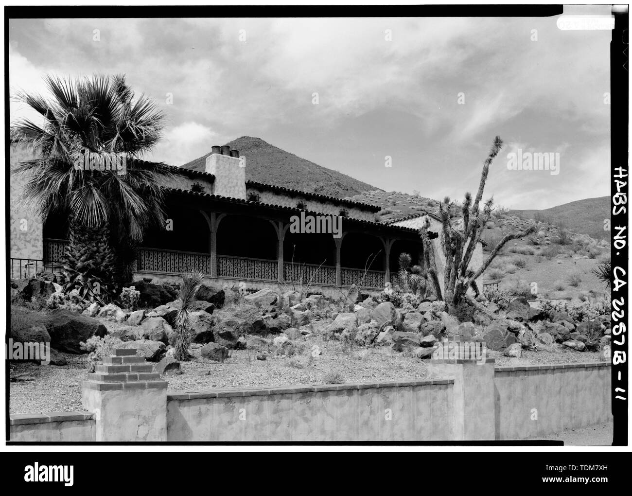 PERSPECTIVE VIEW OF PORCH WITH ROCK NAD CACTUS GARDEN FROM SOUTHWEST ...