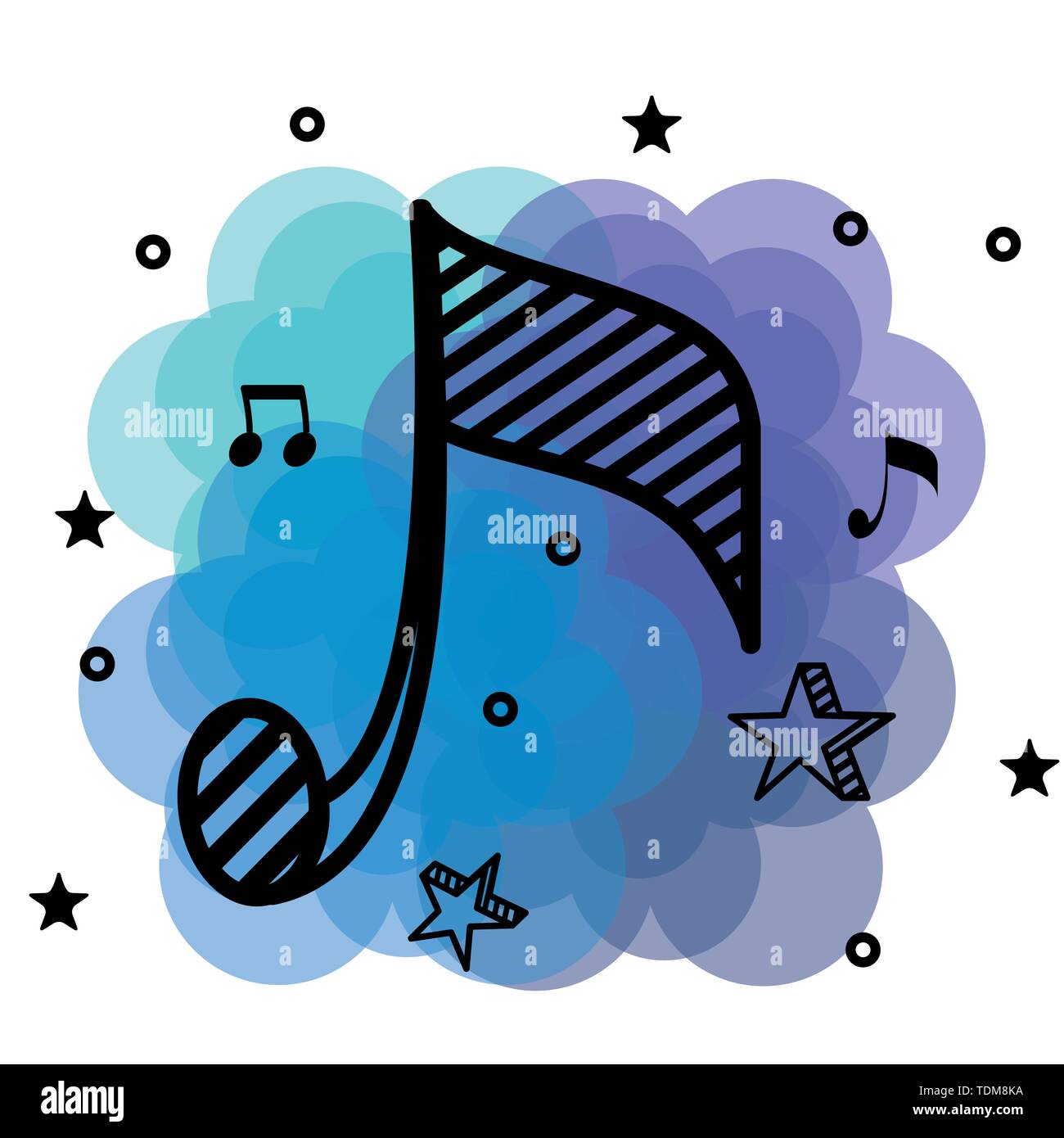 quaver musical notes rhythm with star Stock Vector Image & Art - Alamy