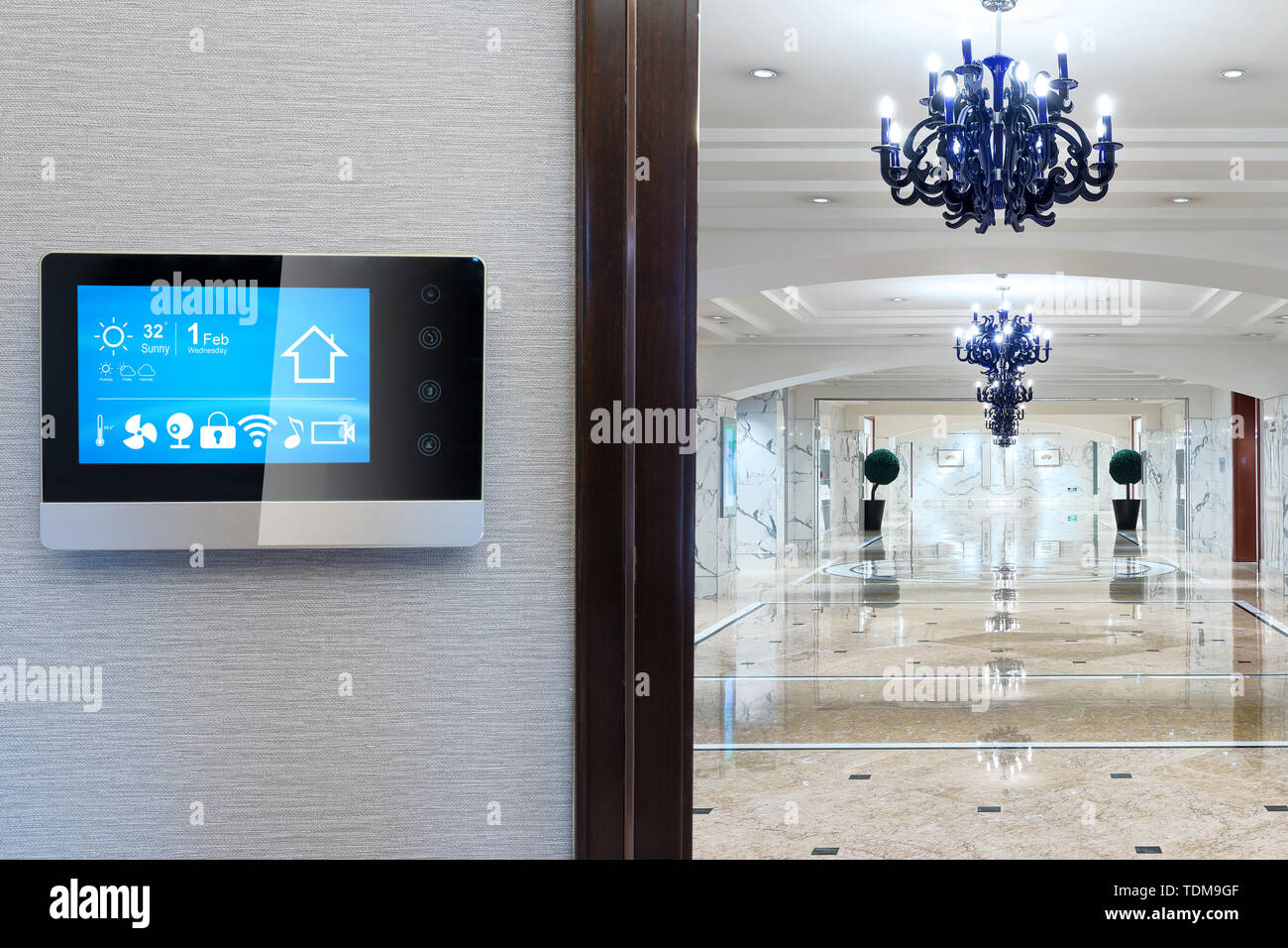 smart screen with smart home with modern corridor Stock Photo - Alamy